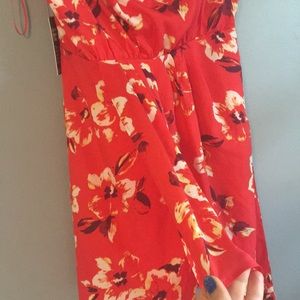 Express | Dresses | Nwt Express Red Floral Strappless Aline Dress ...